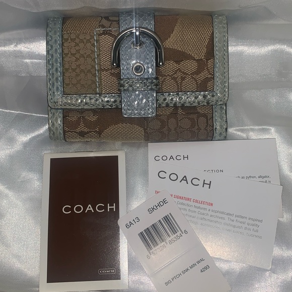 Coach | Bags | Nwt Coach Signature Patchwork Mini Wallet Canvas And ...